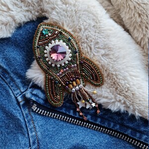 Rocket Embroidery Brooch, Cosmic Pin, Space Jewelry - Etsy