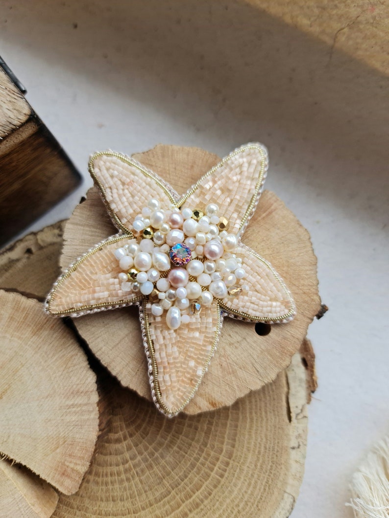 Stellar Seas: Starfish Beaded Brooch - Ocean Jewelry Gift for Mother's ...