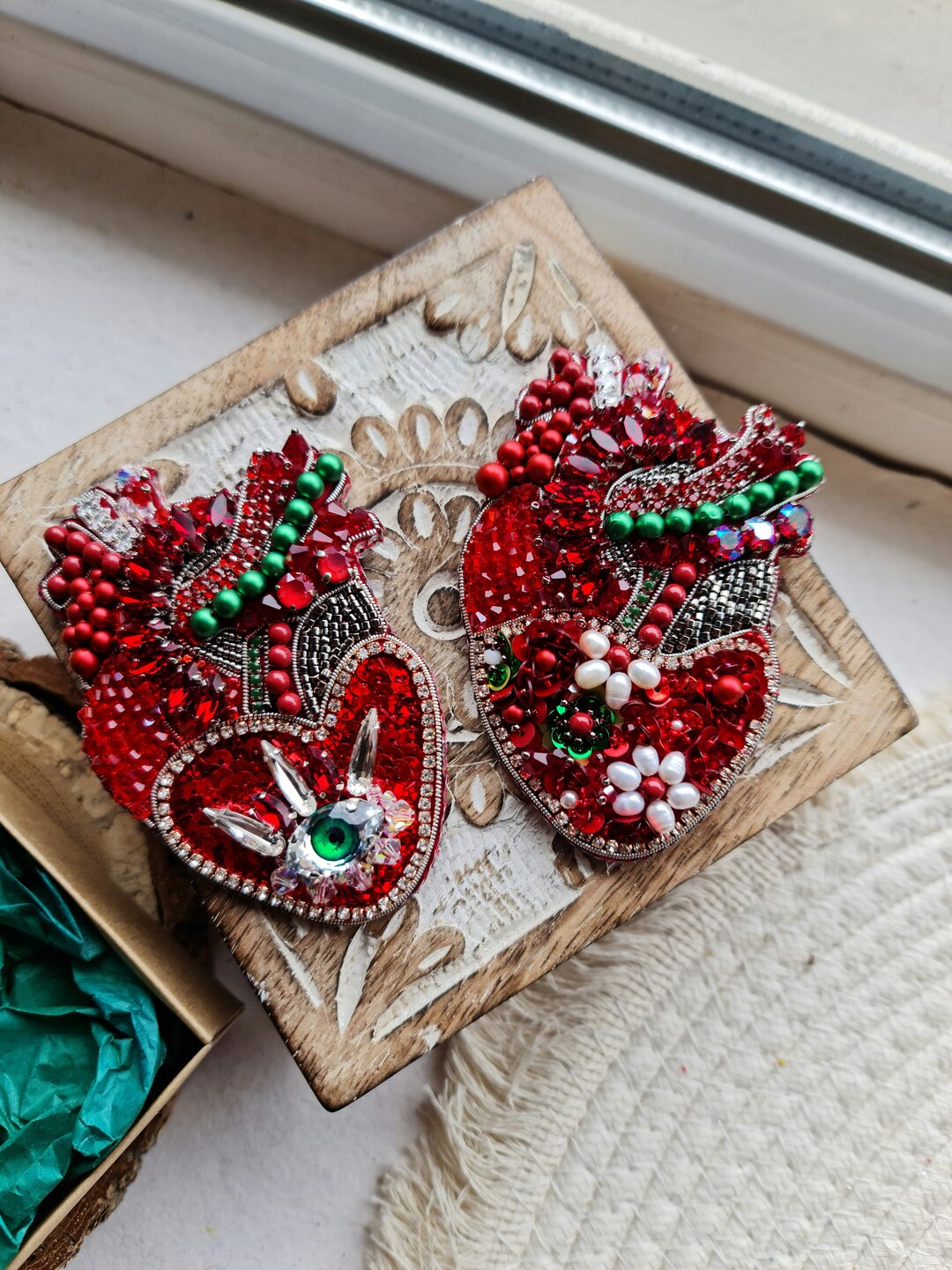 Gift Set for Lovers Letters "love" and Anatomic Heart Handmade Beaded ...