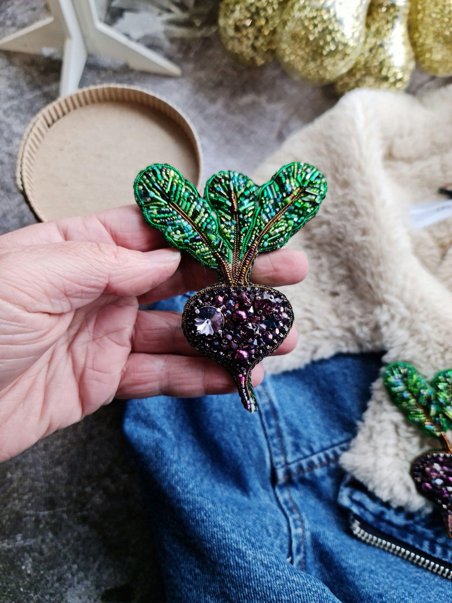 Purple Plant Pin, Beet Embroidery Brooches for Women - Etsy