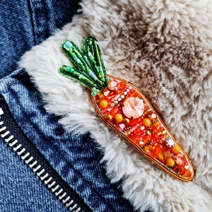 Сarrots Bead Brooch, Vegetable Embroidery Pin, Cute Gift for Best ...