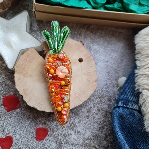 Сarrots Bead Brooch, Vegetable Embroidery Pin, Cute Gift for Best ...