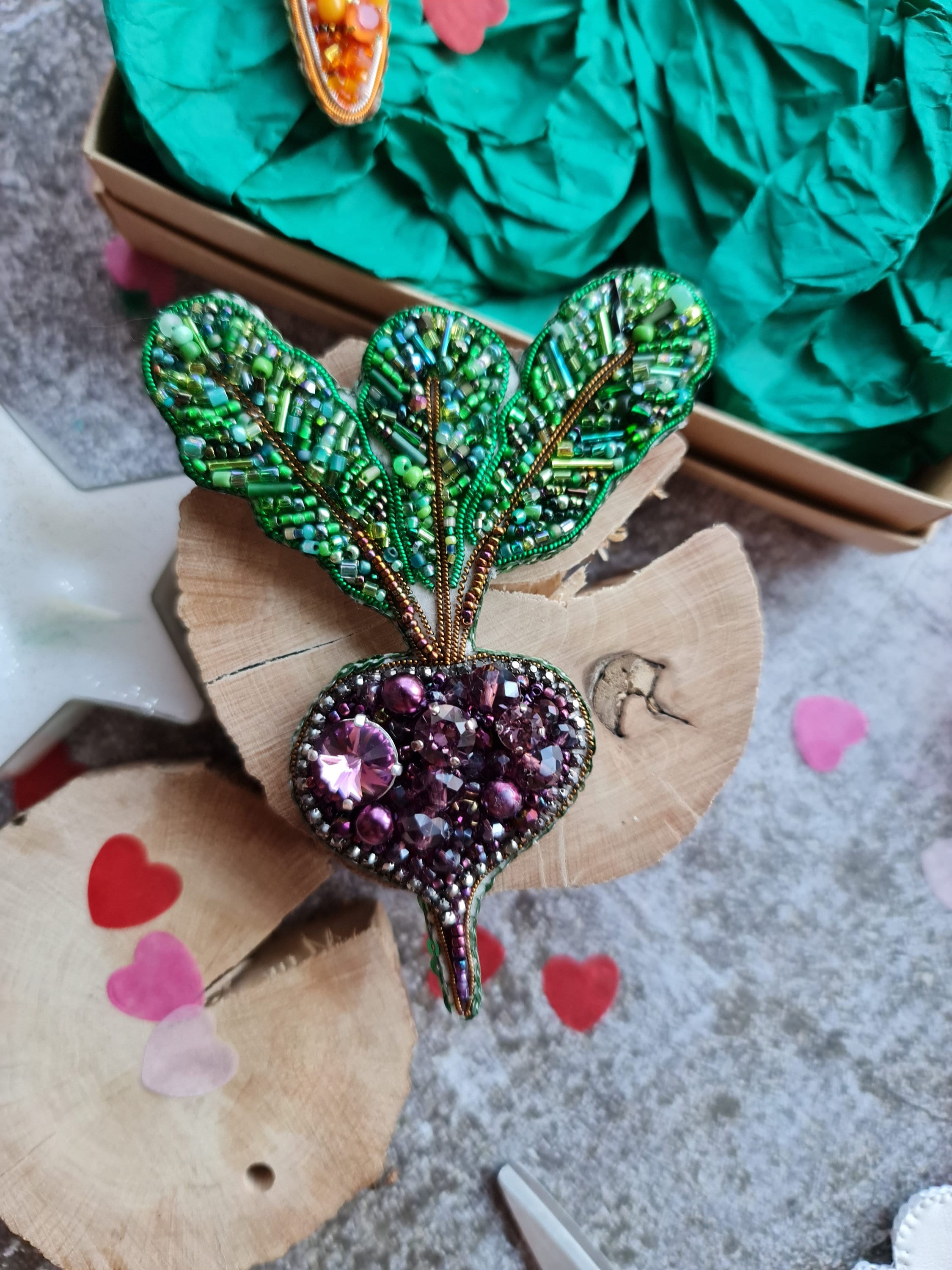 Purple Beet Pin, Garden Beaded Brooch, Christmas Gift for Brother - Etsy