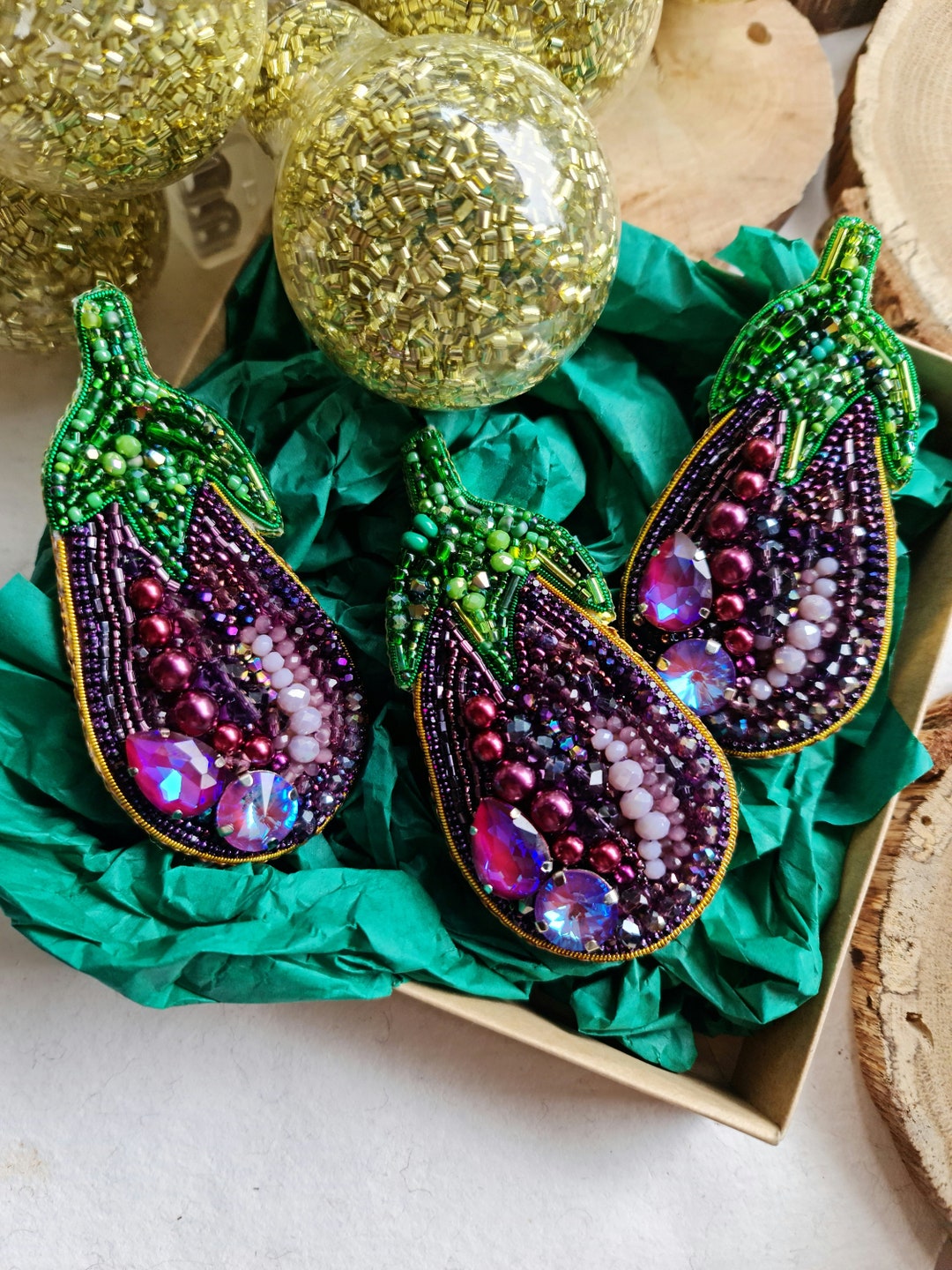 Vegetable Bead Brooch, Eggplant Pin, Garden Brooch - Etsy