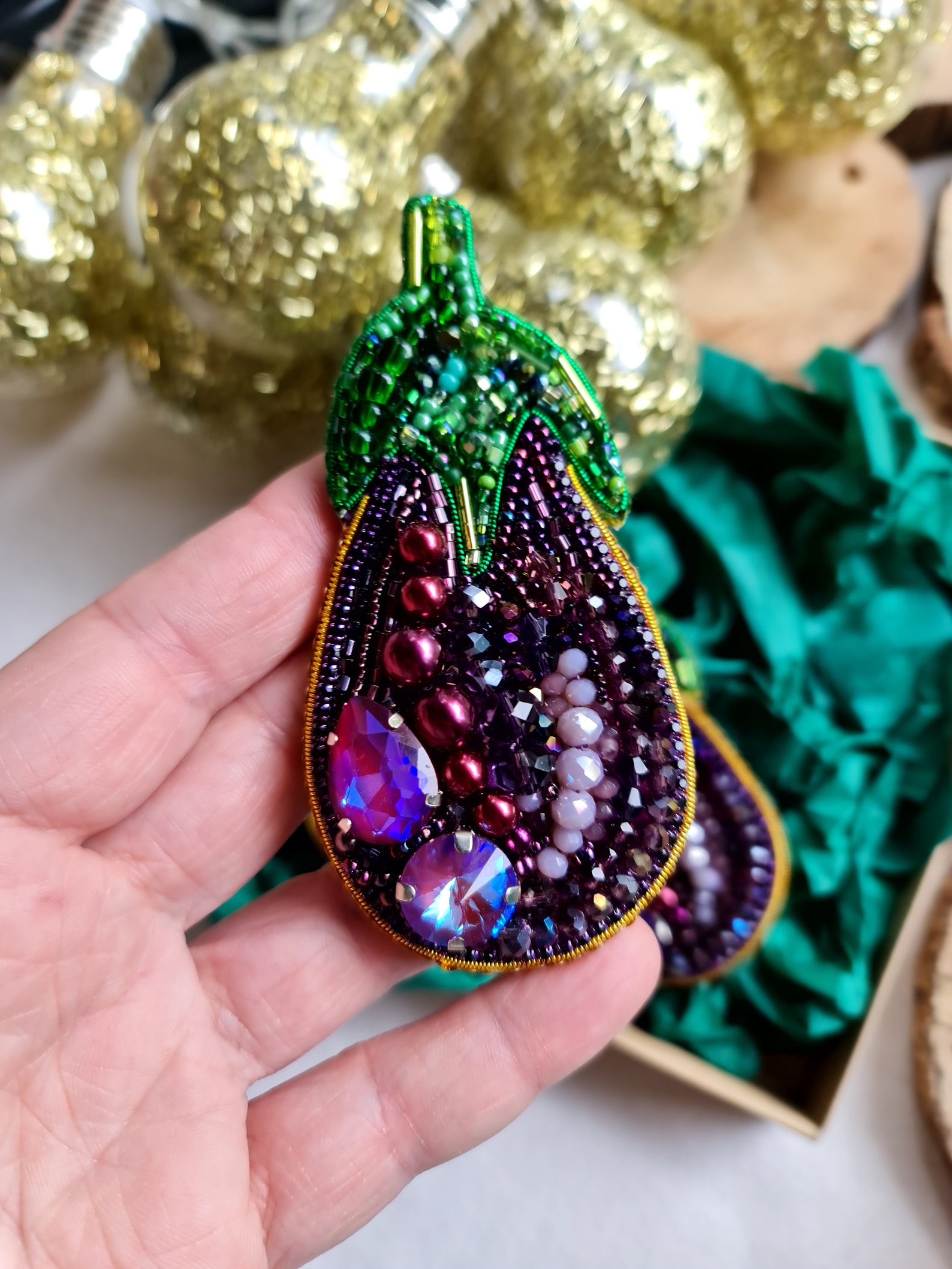 Vegetable Bead Brooch, Eggplant Pin, Garden Brooch - Etsy