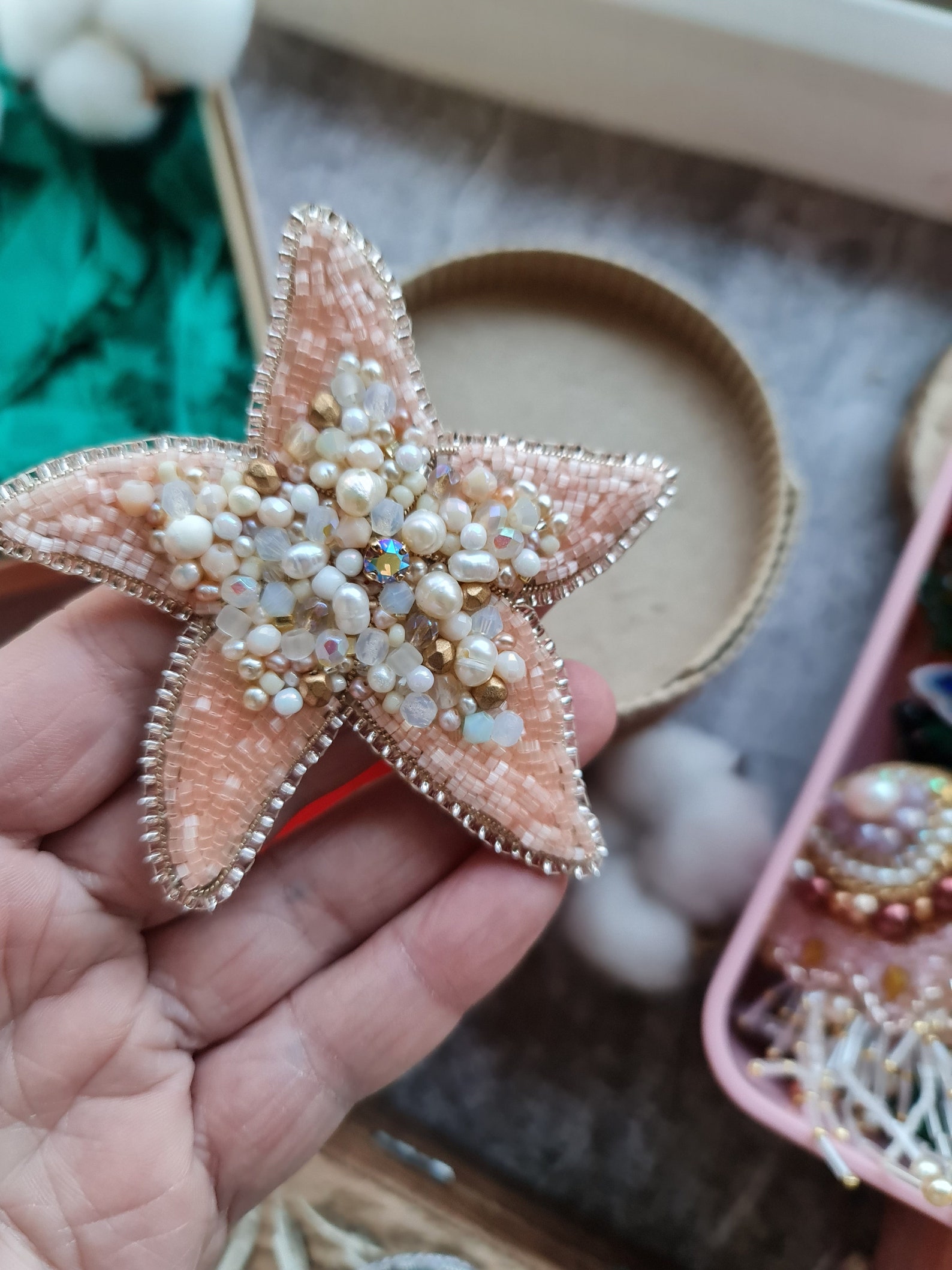 Stellar Seas: Starfish Beaded Brooch - Ocean Jewelry Gift for Mother's ...