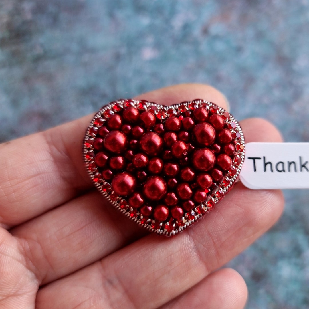 Red Heart Brooch, Valentines Day Gift - Etsy