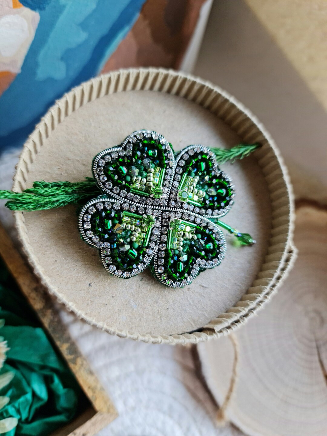 Four Leaf Clover Beaded Brooch, Brooches for Women, St Patricks Day ...