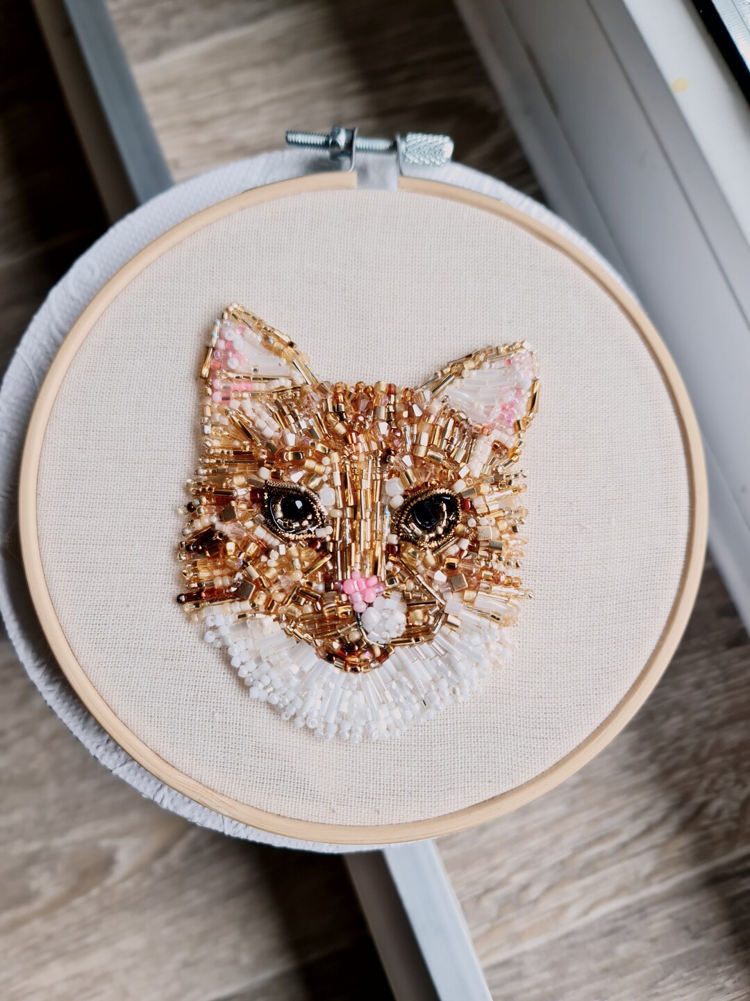 Custom Pet Portrait Brooch: Hand-embroidered Beaded Cat or Dog Jewelry ...