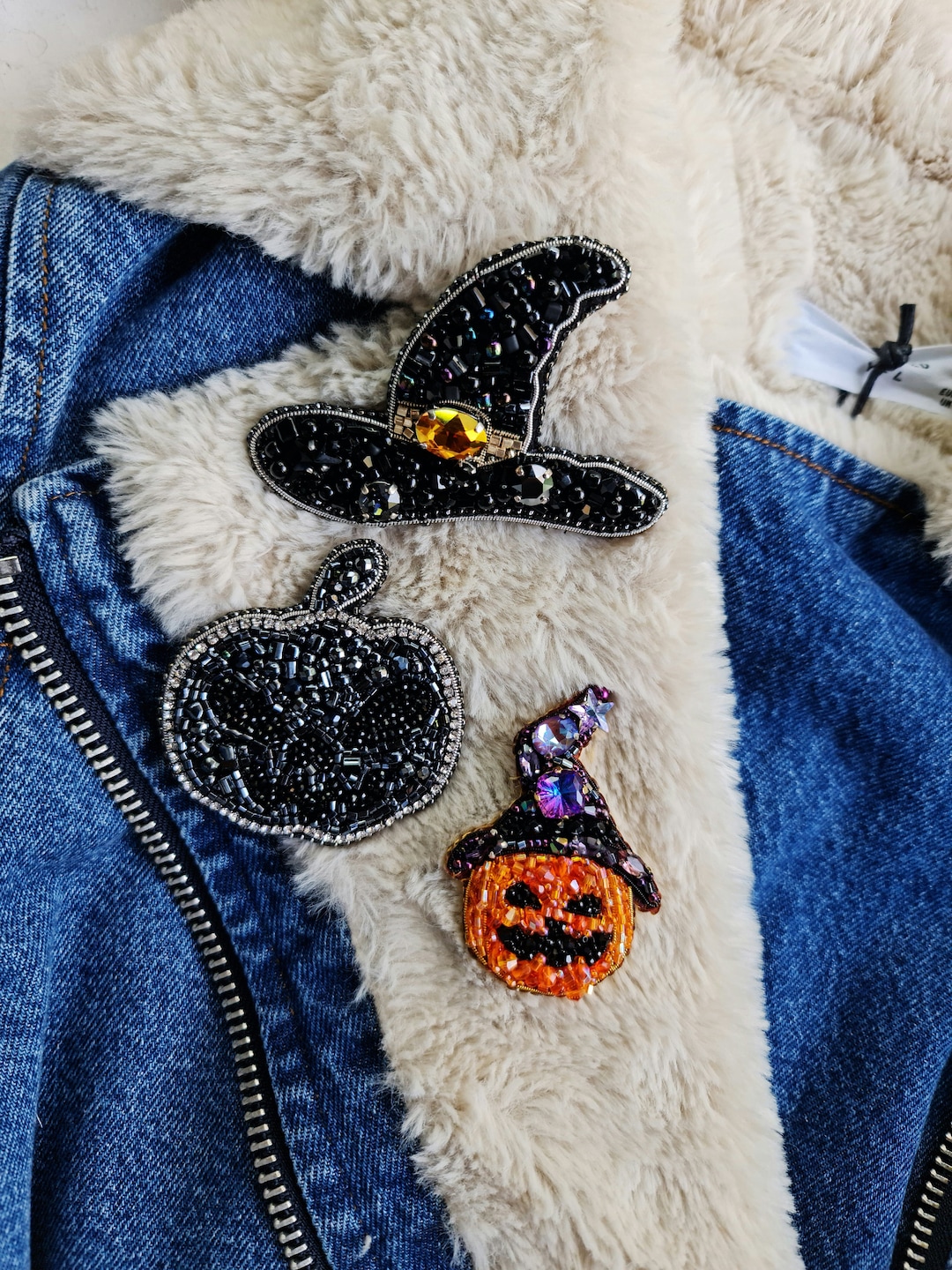 Halloween Brooch, Pumpkin Bead Brooch - Etsy