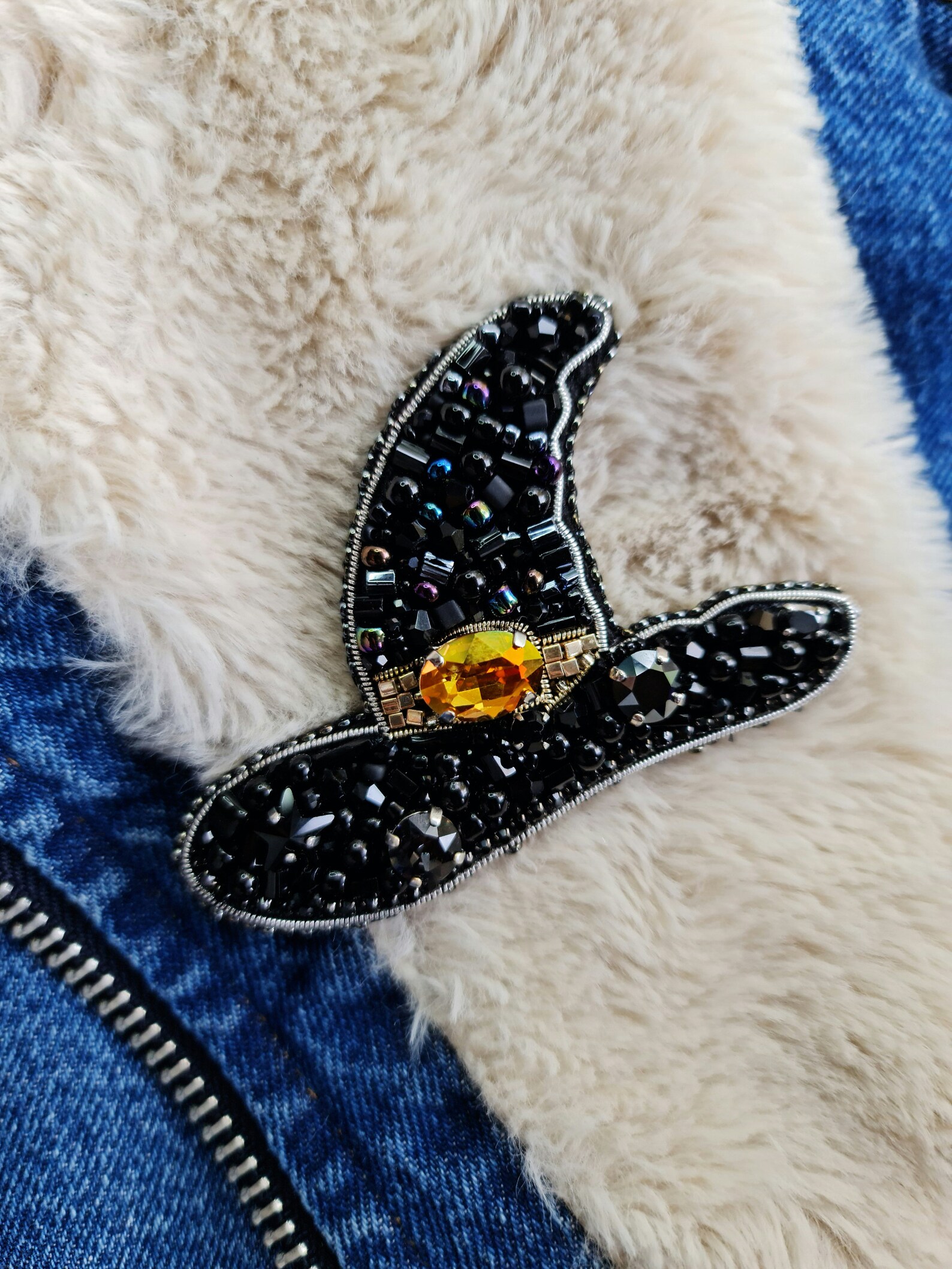 Halloween Brooch, Pumpkin Bead Brooch - Etsy
