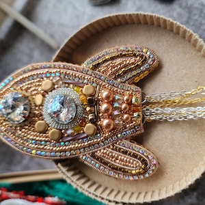 Rocket Embroidery Brooch, Cosmic Pin, Space Jewelry, Rhinestone Bead ...