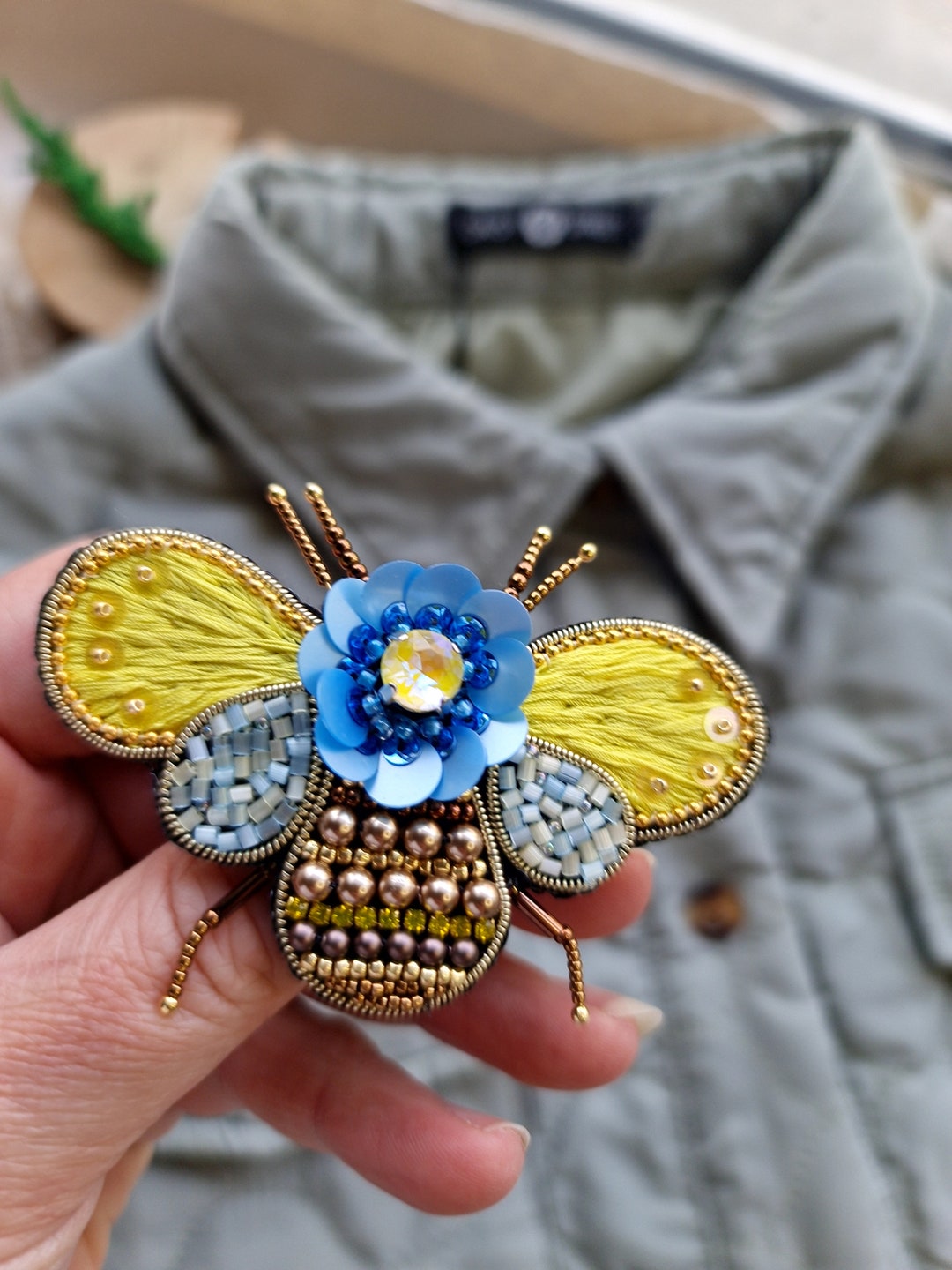 Ukrainian Bee Embroidered Brooch: Handcrafted Insect Jewelry From ...