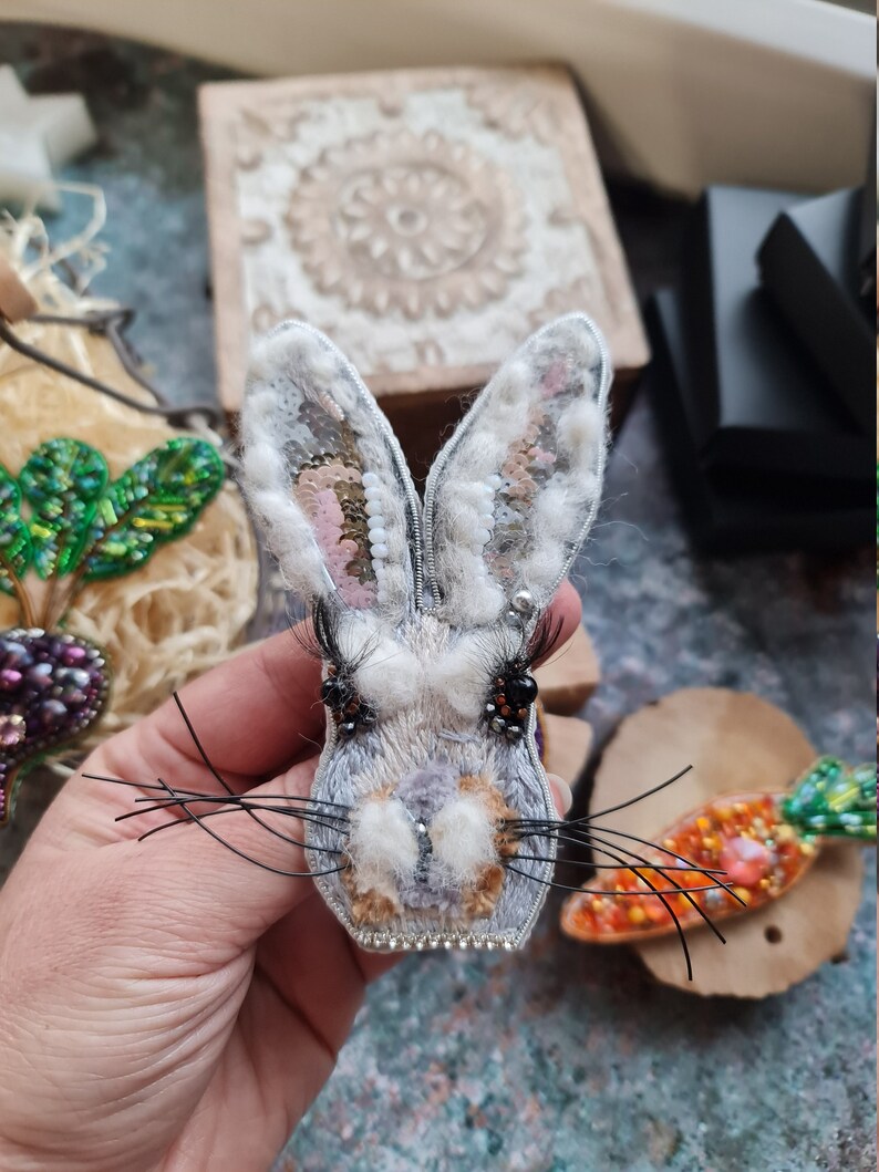 Cute Rabbit Brooch Bunny Pin Animal Jewelry Easter Gift | Etsy