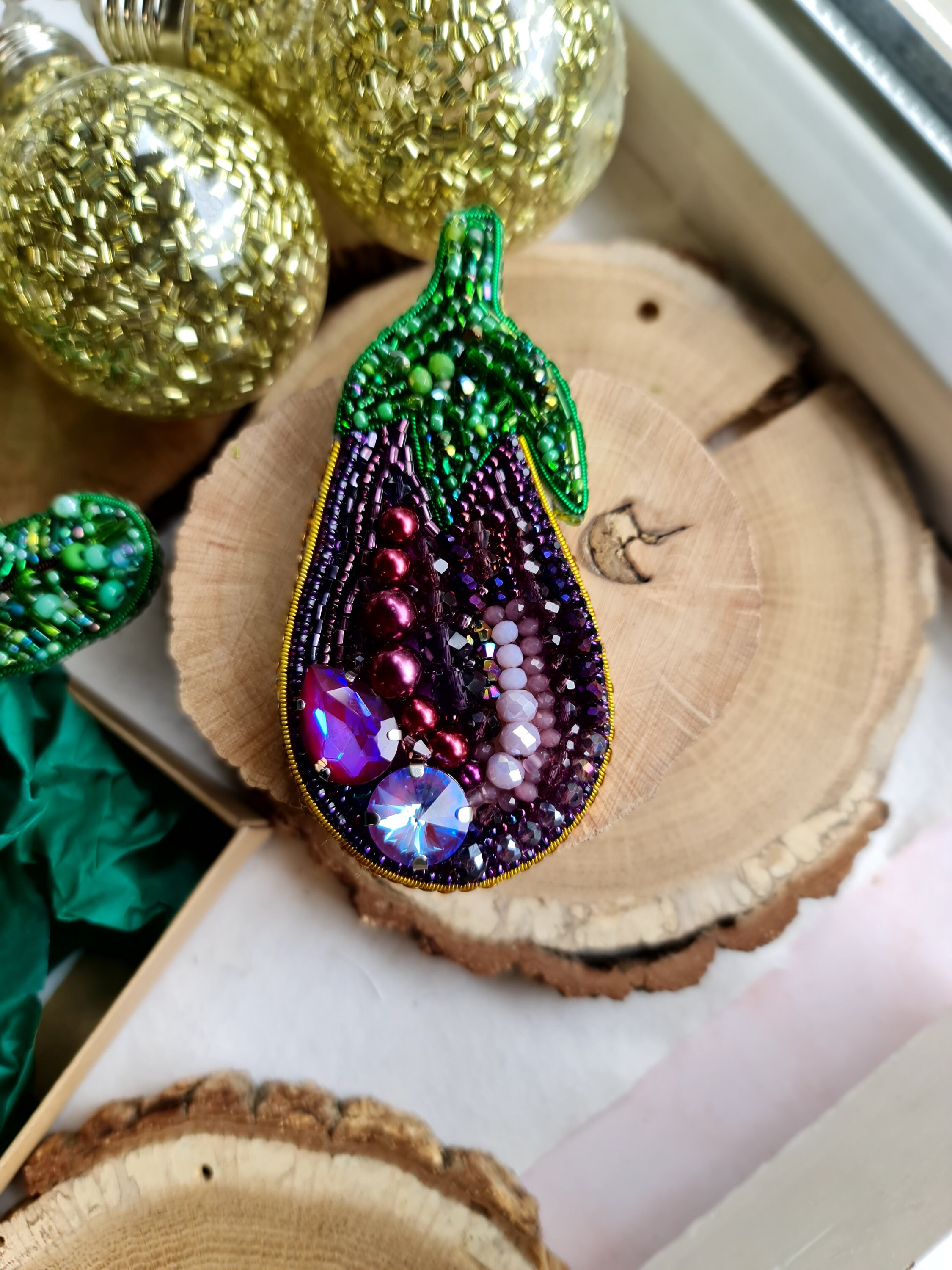 Vegetable Bead Brooch, Eggplant Pin, Garden Brooch - Etsy