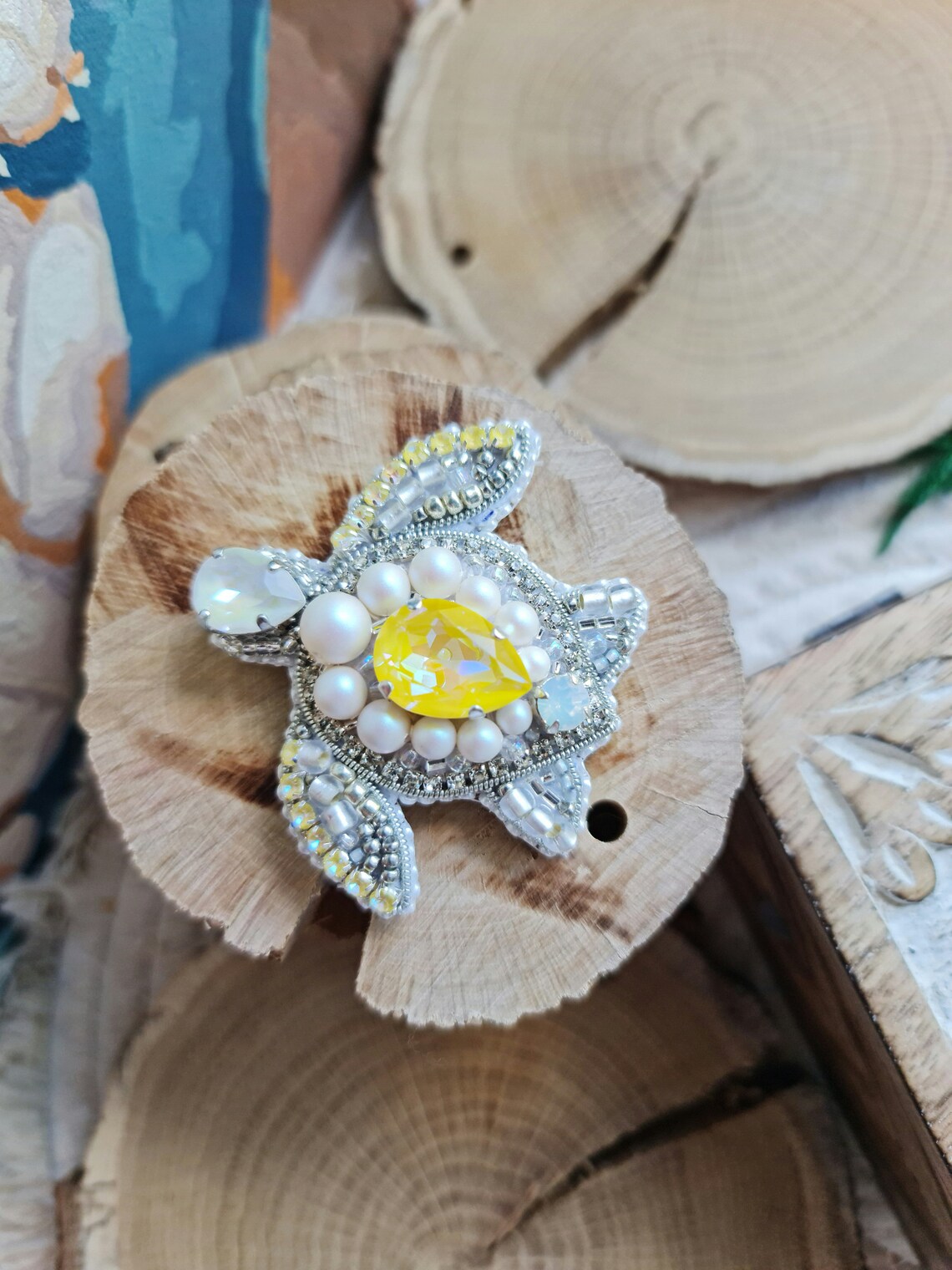 Sparkling Seas: Crystal Turtle Brooch - Handmade Sea Jewelry - Etsy