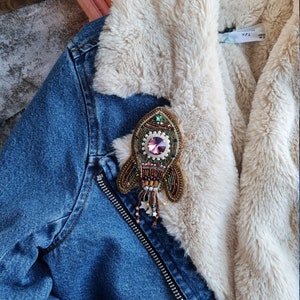Rocket Embroidery Brooch, Cosmic Pin, Space Jewelry - Etsy
