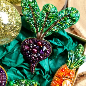 Vegetable Bead Brooch, Eggplant Pin, Garden Brooch - Etsy