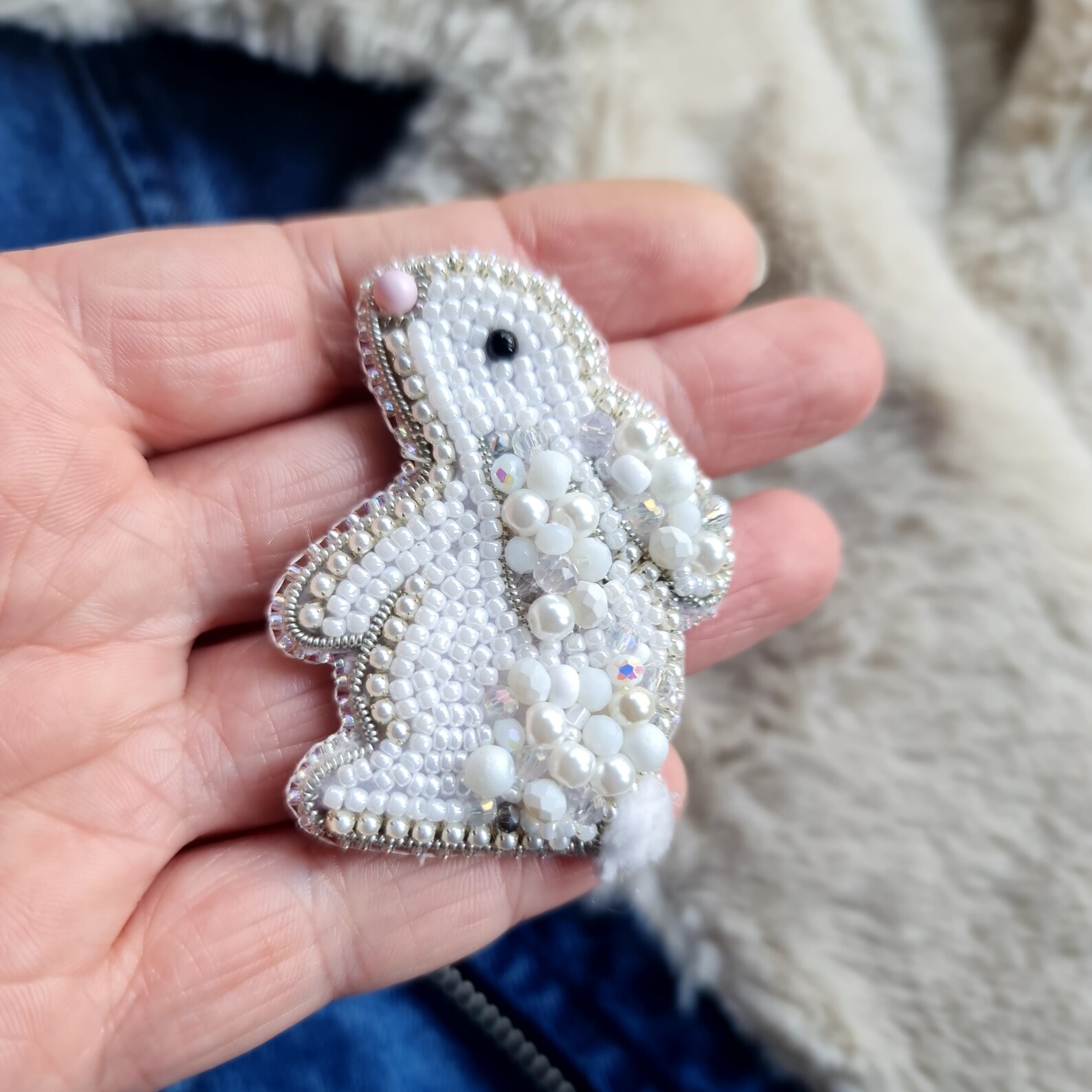 Rabbit Beaded Brooch Nature Jewelry Holiday Gift - Etsy