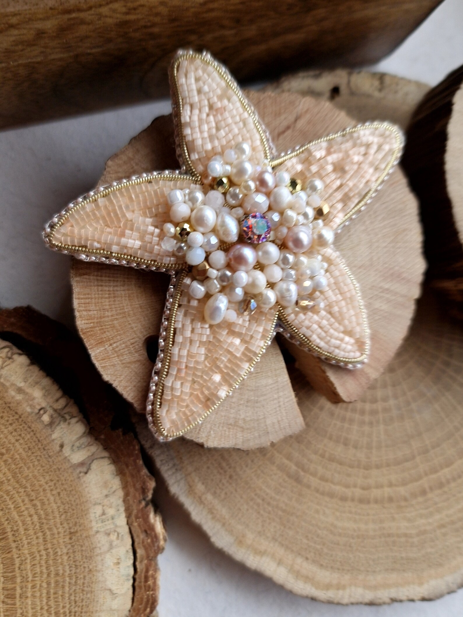 Stellar Seas: Starfish Beaded Brooch - Ocean Jewelry Gift for Mother's ...