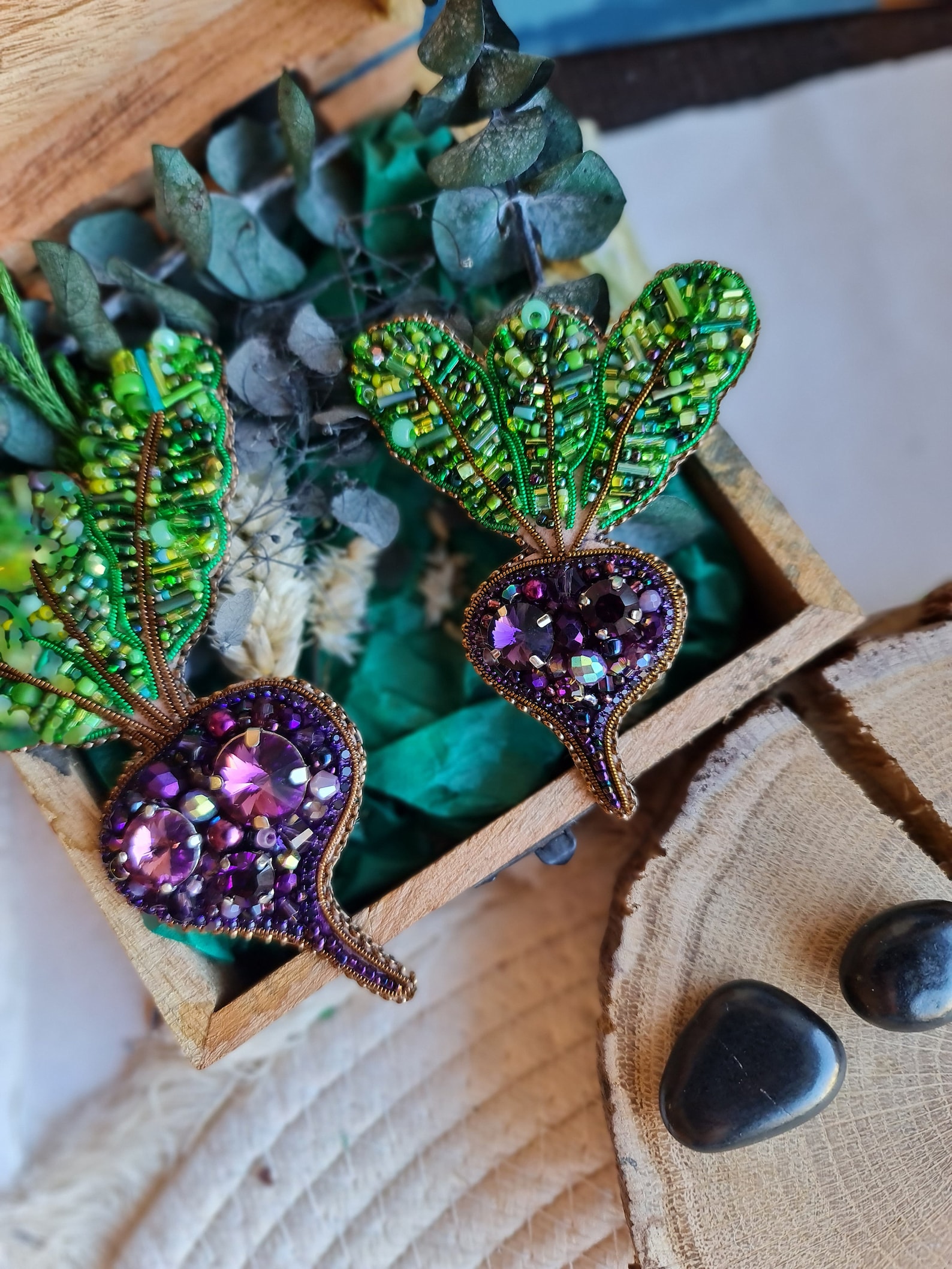 Beaded Vegetable Brooch: Purple Rhinestone Beet Pin - Etsy