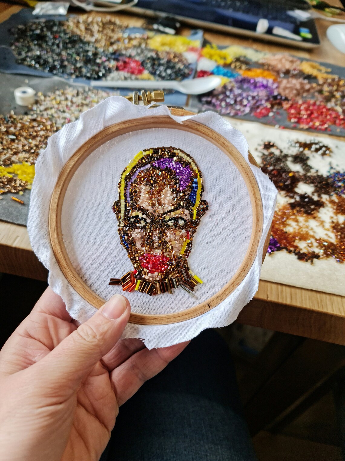 Custom Portrait Beaded Brooch, Personalized Brooch Pin - Etsy
