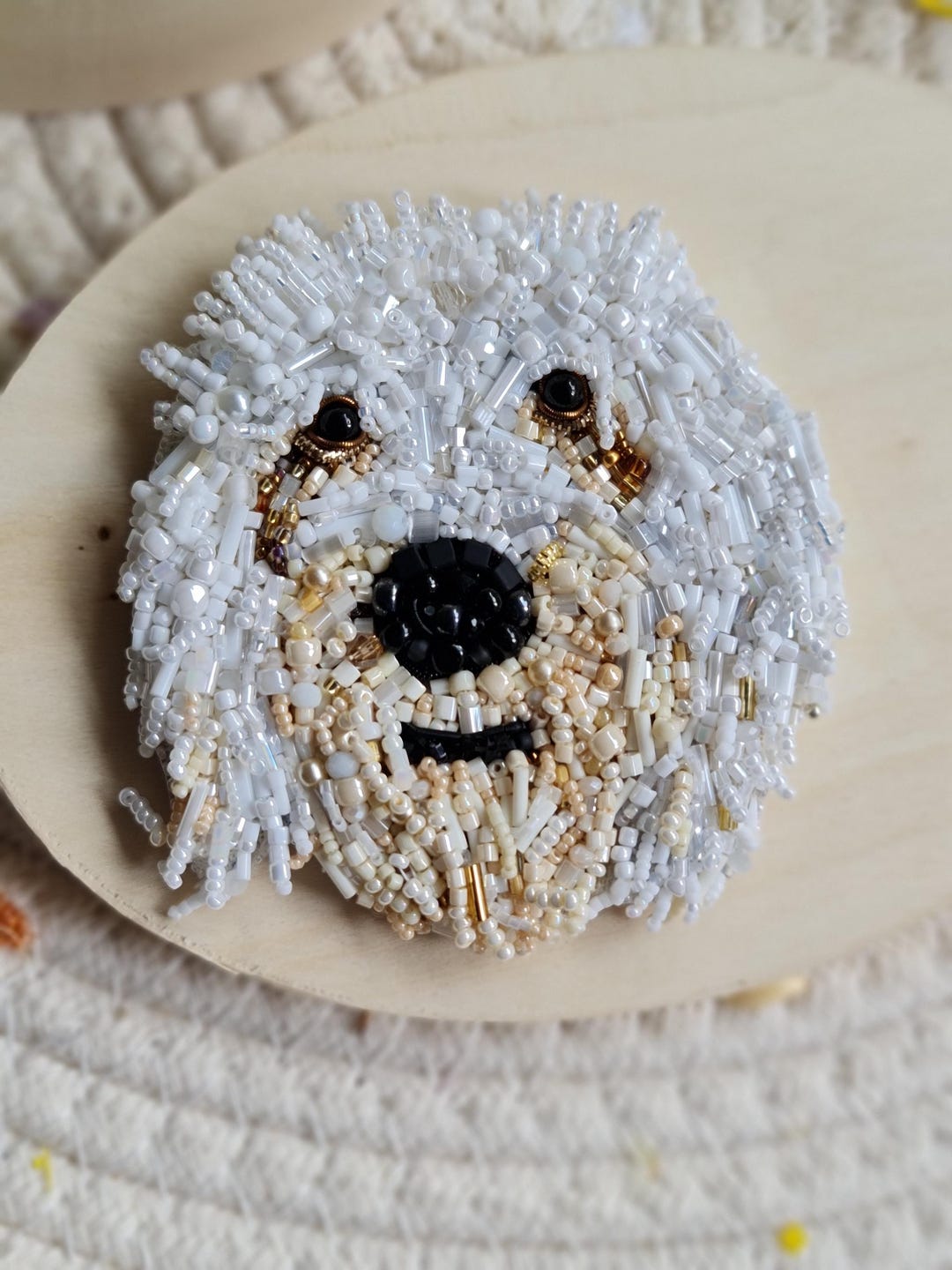 Custom Labradoodle Portrait Brooch: Hand-embroidered Beaded Dog Pin - Etsy