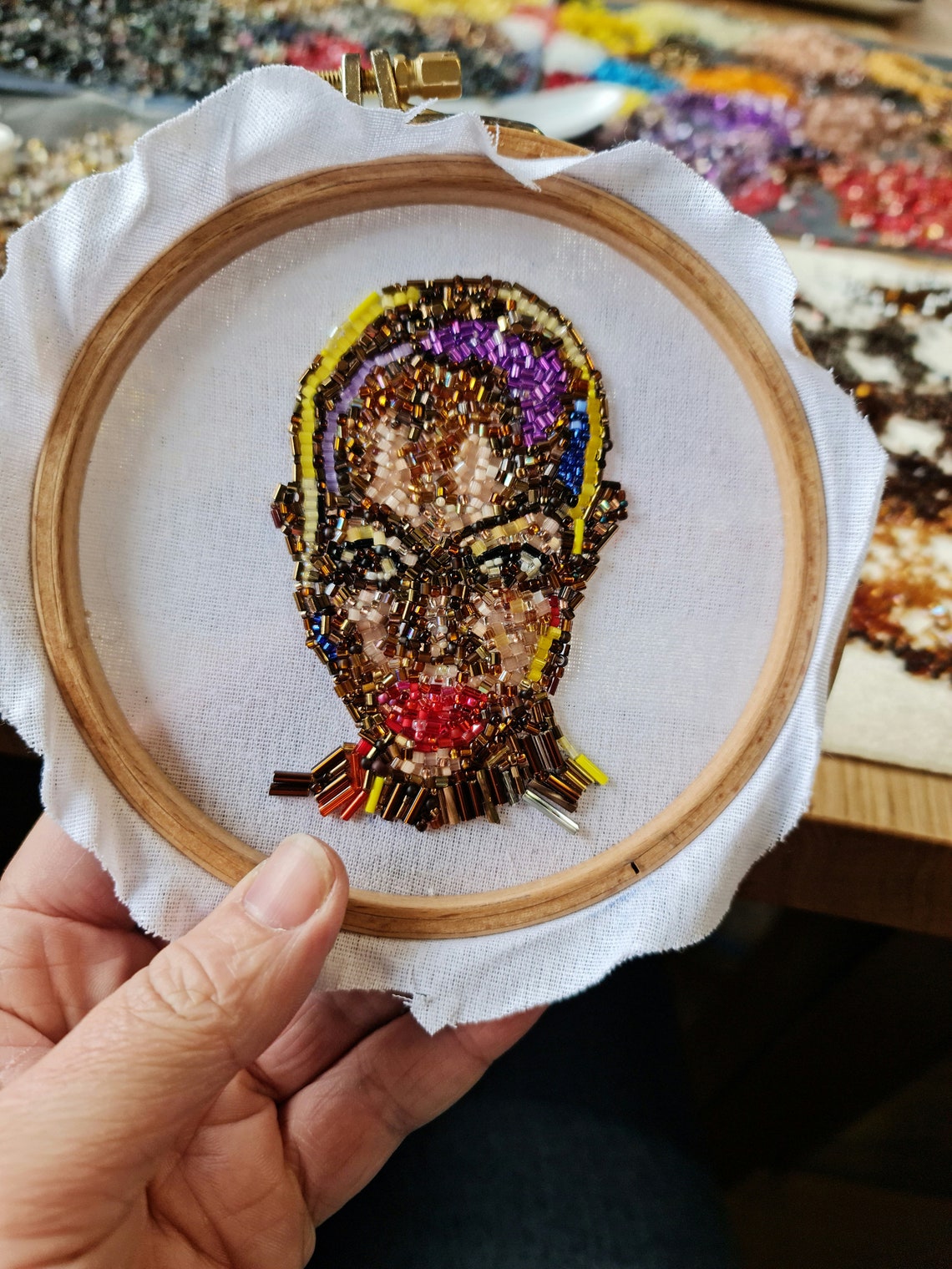 Custom Portrait Beaded Brooch, Personalized Brooch Pin - Etsy