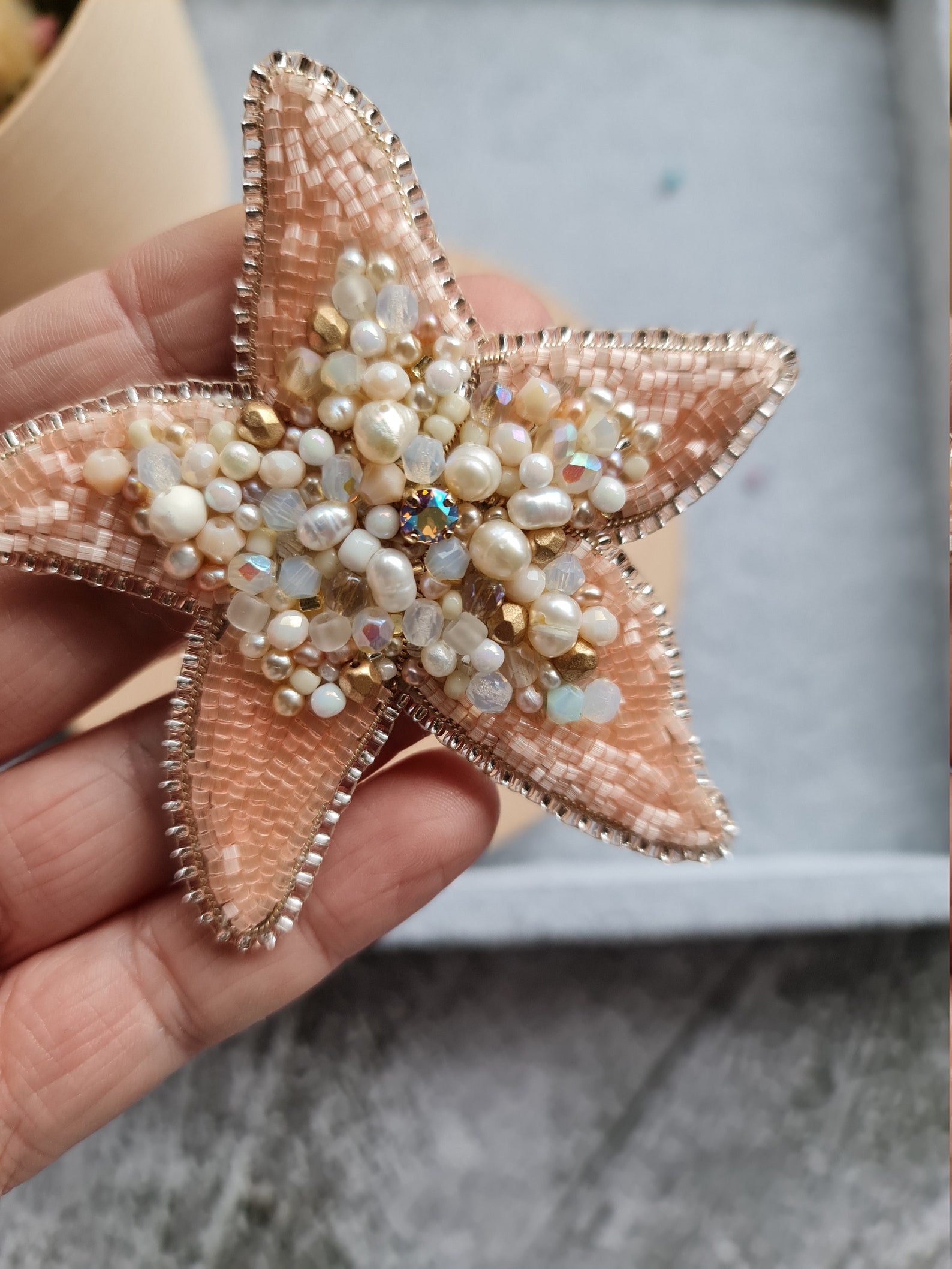 Embroidered Starfish Brooch Sea Embroidered Brooch Tropical - Etsy