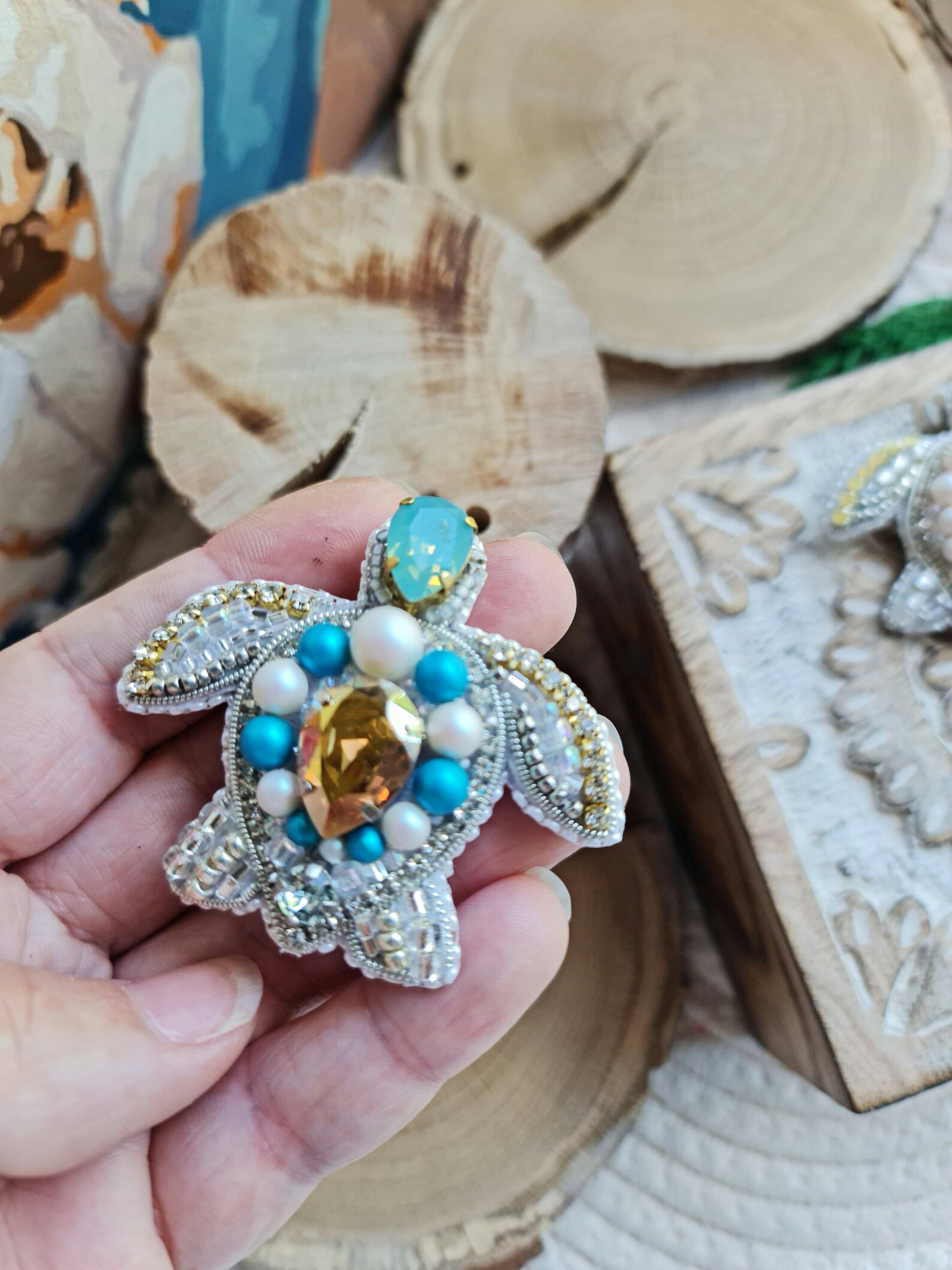 Sparkling Seas: Crystal Turtle Brooch - Handmade Sea Jewelry - Etsy