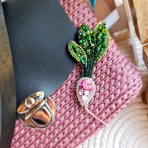 Crystal Radish Brooch: Handmade Vegetable Jewelry for a Unique Gift - Etsy