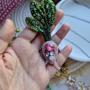 Crystal Radish Brooch: Handmade Vegetable Jewelry for a Unique Gift - Etsy