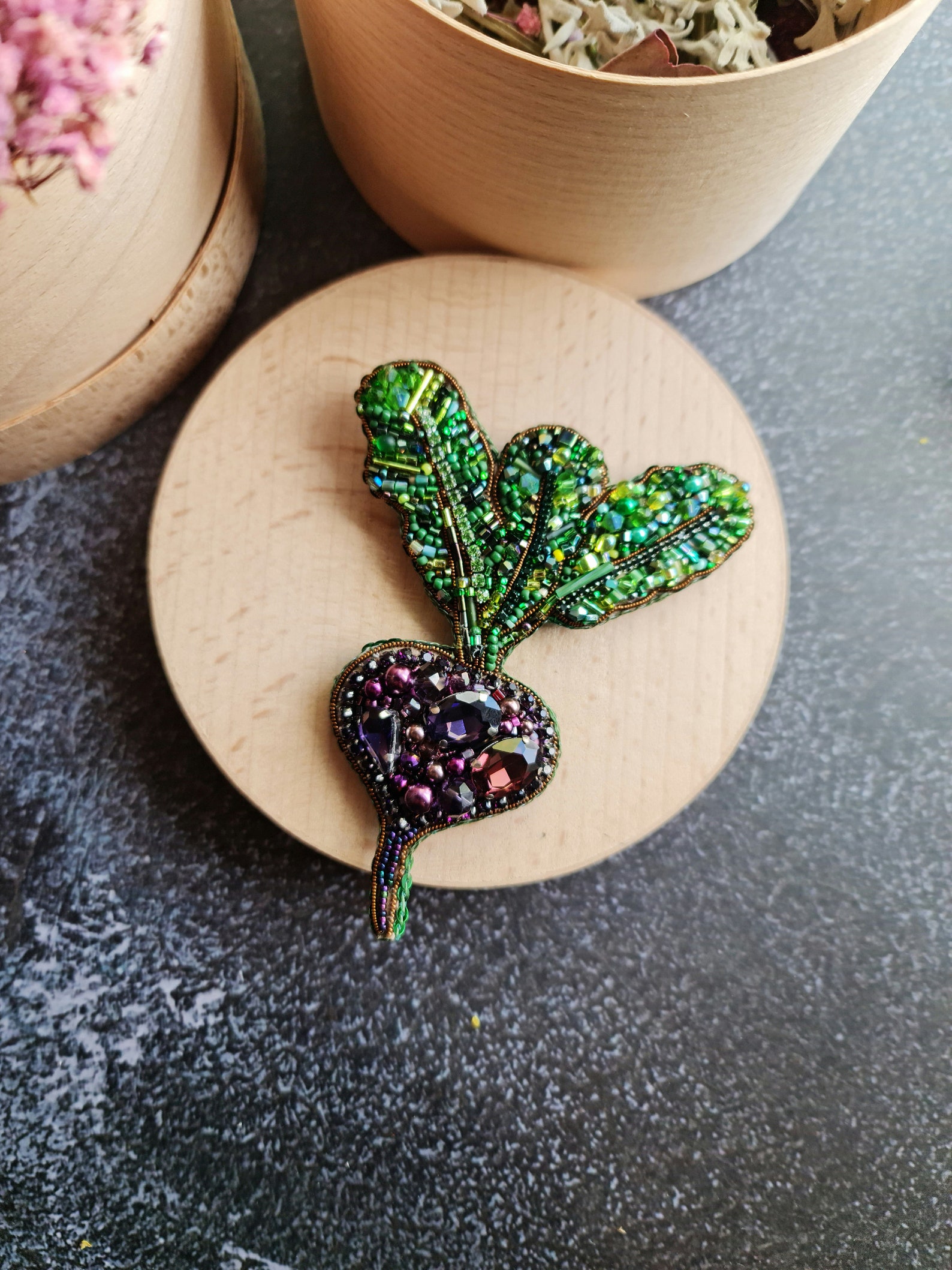 Vegetable Embroidery Brooch, Purple Beet Brooch, Plant Pin, Gift for ...