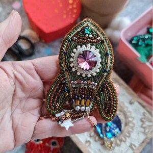 Rocket Embroidery Brooch, Cosmic Pin, Space Jewelry - Etsy