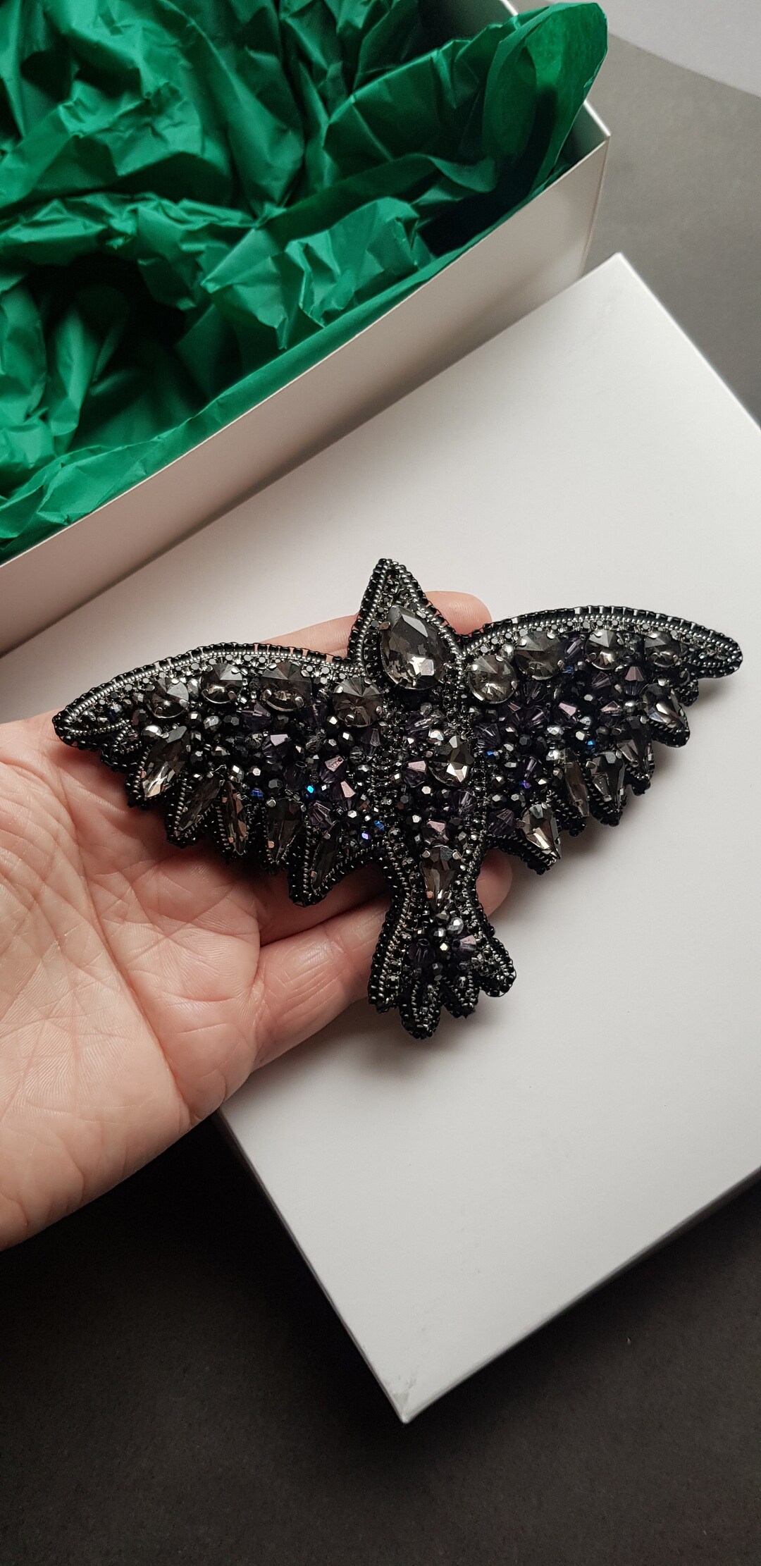 Beaded Raven Brooch: Black Bird Lapel Pin, Witch Cosplay Jewelry - Etsy