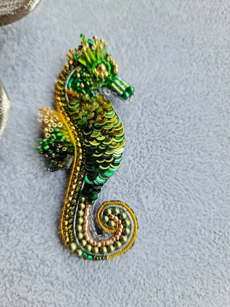 Green Seahorse Brooch Nautical Brooch Seahorse Pin Summer - Etsy