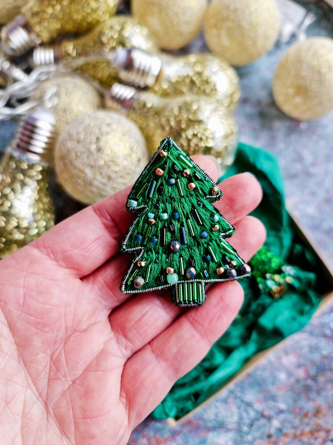Christmas Tree Brooch, Christmas Ornament Pin - Etsy
