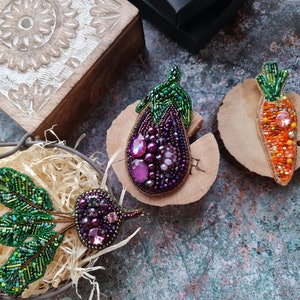 Сarrots Bead Brooch, Vegetable Embroidery Pin, Cute Gift for Best ...