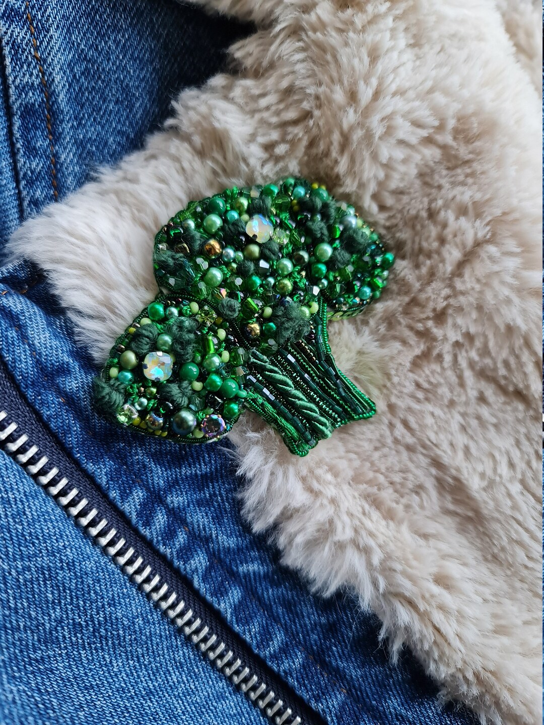 Green Vegetable Art, Broccoli Brooch, Plant Vegan Pin Gift for Her - Etsy