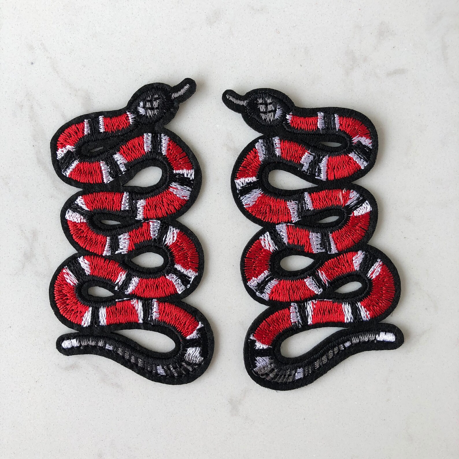 Pair Snake Iron on Patch Handmade Embroidered Patch - Etsy