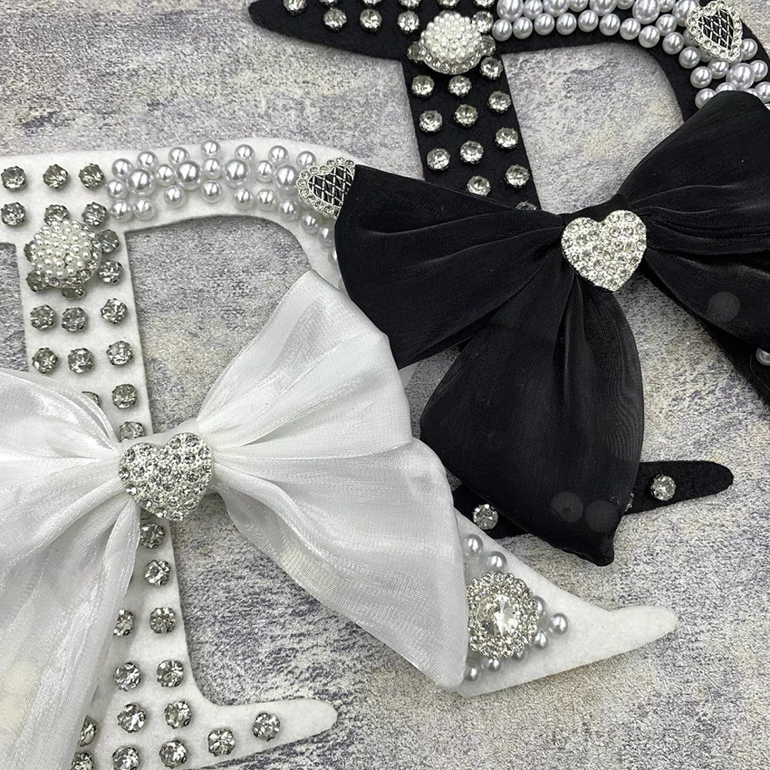 Letter R Patch/bow/white/black/beading/rhinestone Patch/large Patch ...