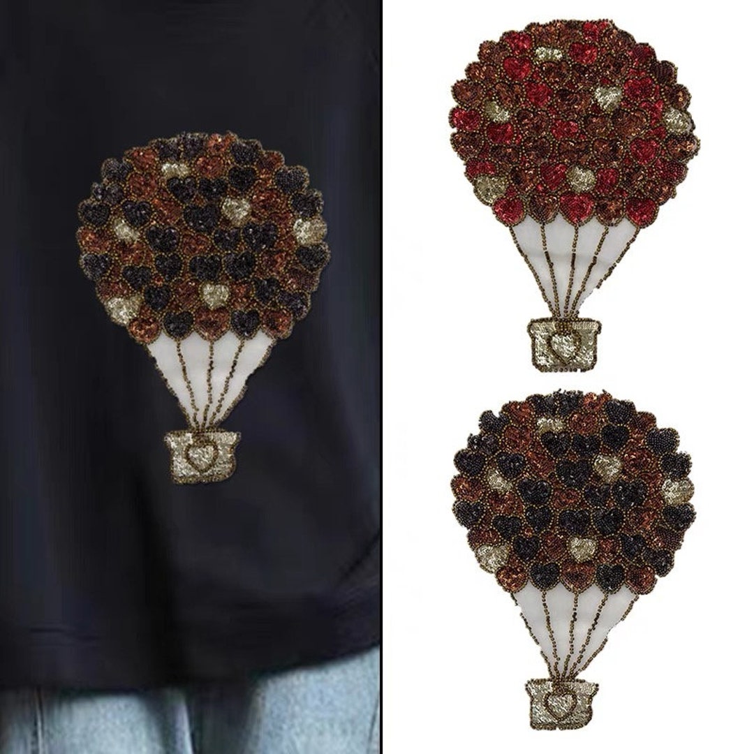 Hot Air Balloon/beading/red Patch/black/rhinestone Patch/large Patch ...
