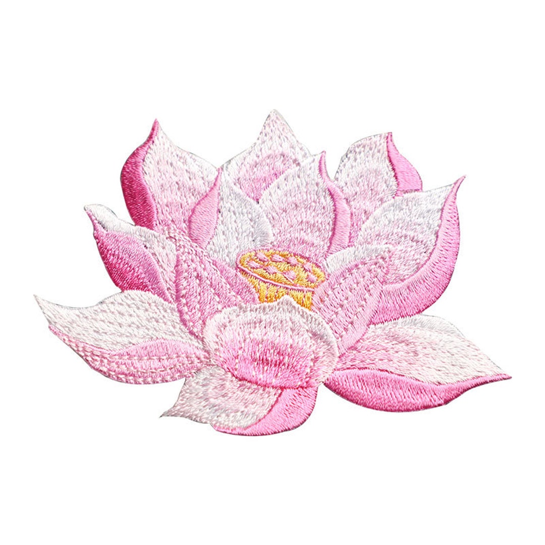 Lotus Patch Flower Iron on Patch Handmade Embroidered Patch - Etsy
