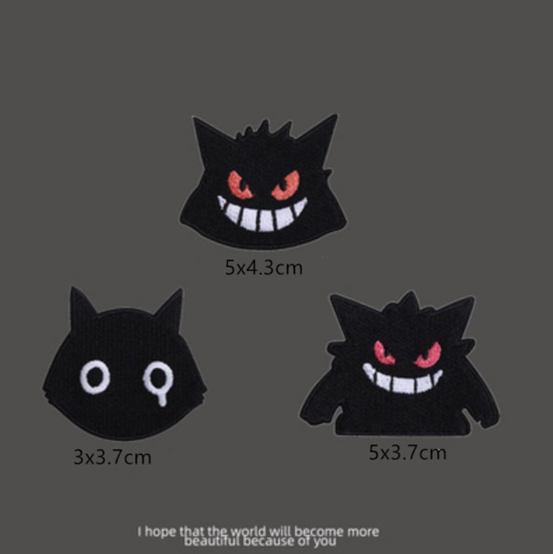 Gengar Patch Black Cartoon Iron on Patch Handmade Embroidered Patch ...