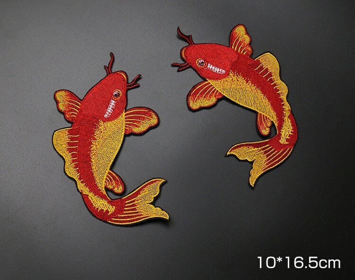 Iron on Carp a Pair Fish Patch Punk Back Patch Embroidered - Etsy