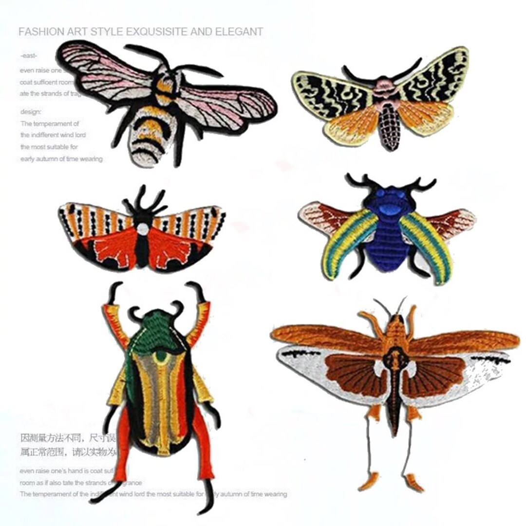 Insect Beetle Butterfly Iron on Patch Colorful Handmade Embroidered ...