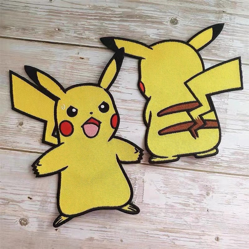 Large Pikachu Patch Cartoon Iron on Patch Handmade Embroidered Patch Sew on Patch - Etsy