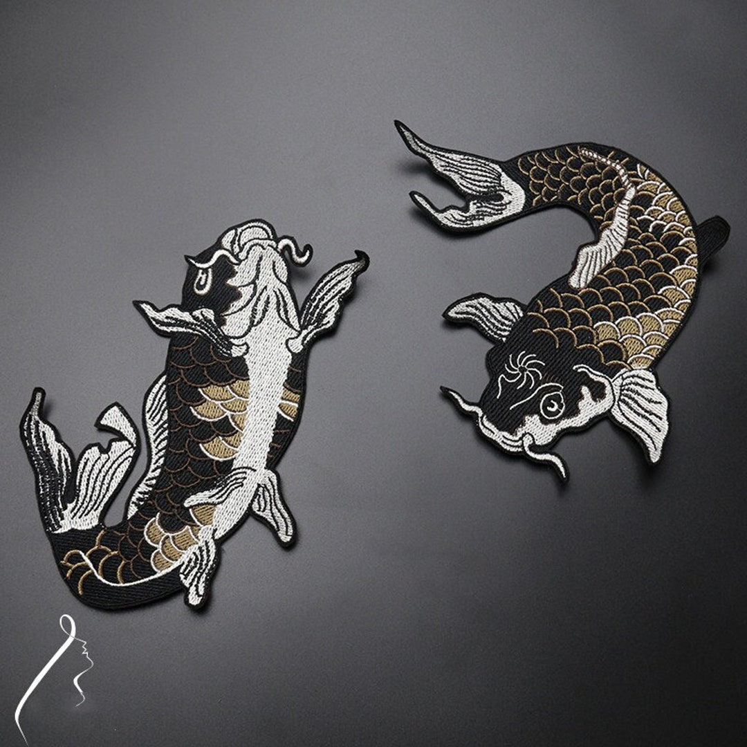Iron on Carp Fish Patch Large Patch Punk Back Patch Embroidered Patch ...
