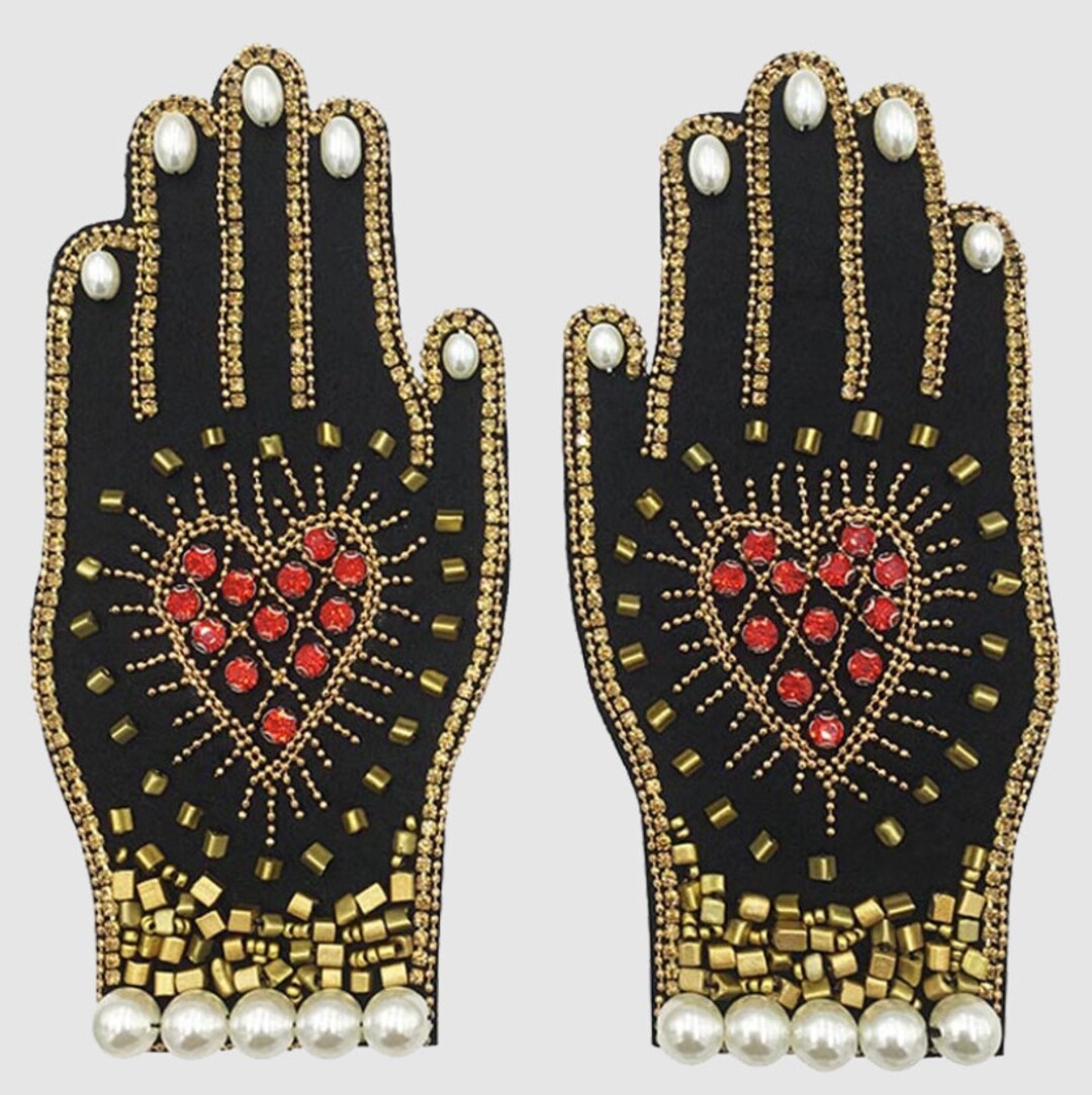 Hand Palm Pearl Bead Patch Diamond Gift Patch Decorative Patch Crystal ...