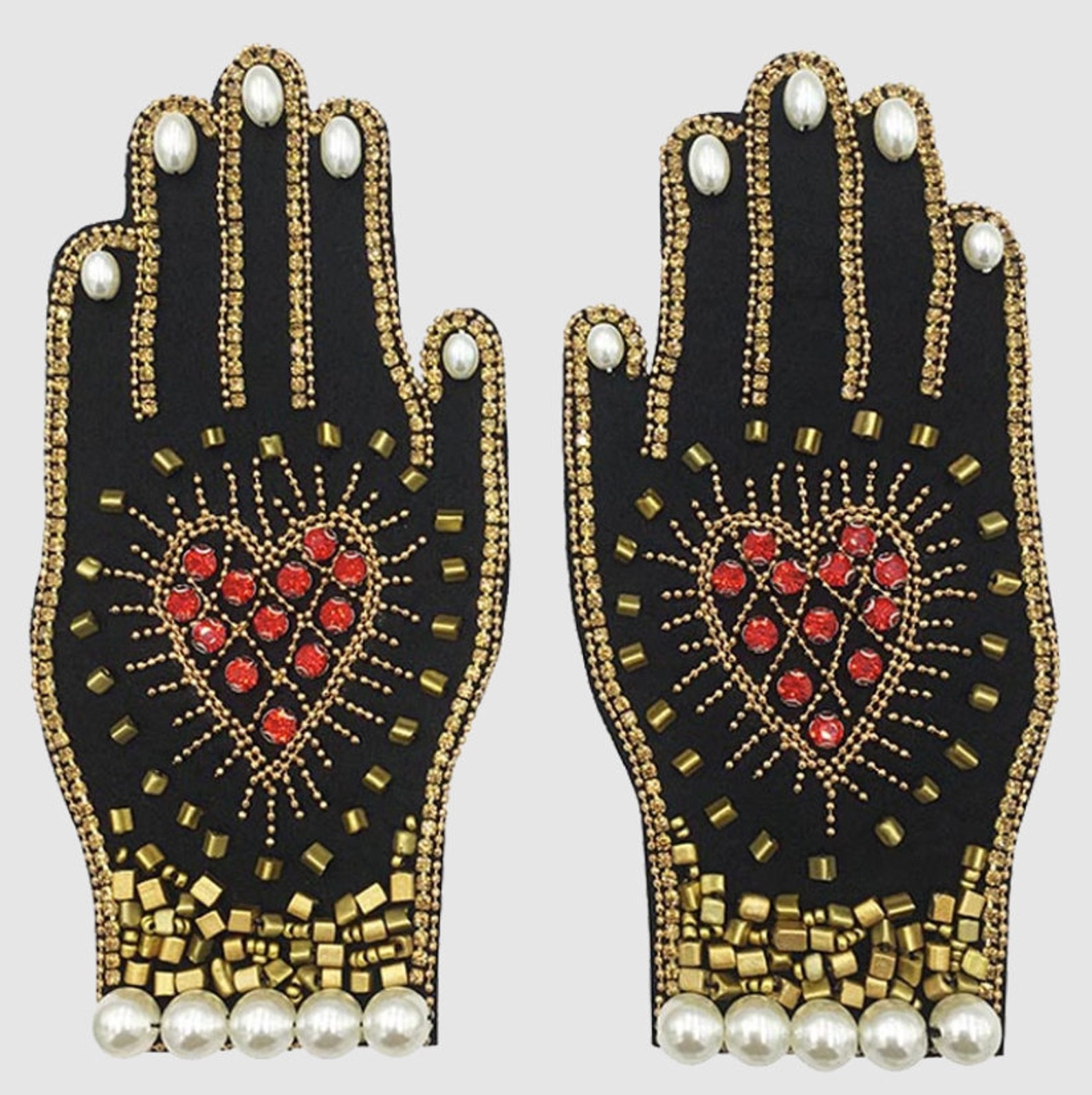 Hand Palm Pearl Bead Patch Diamond Gift Patch Decorative Patch Crystal ...